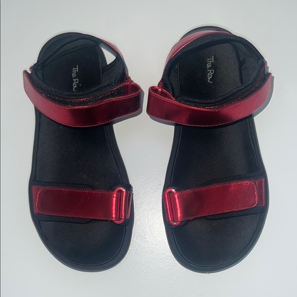 The Row | Shoes | The Row Hook And Loop Sandals Metallic Ruby Red ...